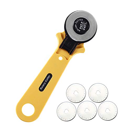 45mm Ergonomic Rotary Cutter, 5 Pack Rolling Cutting Replacement Blades ...