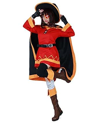 Amazon.com: Miccostumes Women's Megumin Cosplay Cloak Costume Red Dress ...