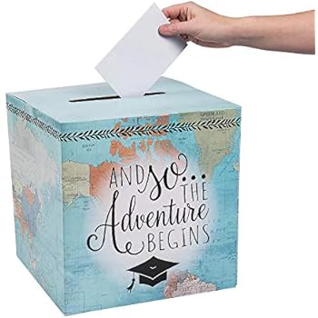 Amazon.com: Graduation Card Box Holder (Says And So The Adventure ...