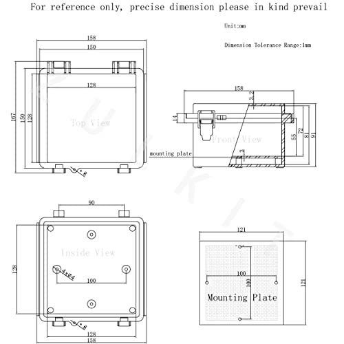 Zulkit Junction Box IP67 Waterproof Electrical Box Hinged Clear Cover ...