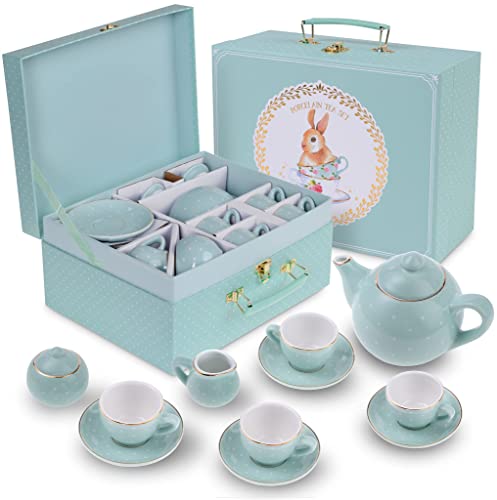 Jewelkeeper Porcelain Tea Set for Little Girls - 13-Piece Tea Party Set ...