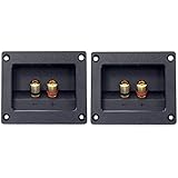 Amazon.com: Parts Express Gold Recessed 5-Way Banana Speaker Terminal Cup Rectangle: Home Audio ...