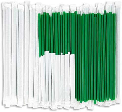 DuraHome Green Plastic Straws Individually Wrapped 1000 Pack, 8 inch ...