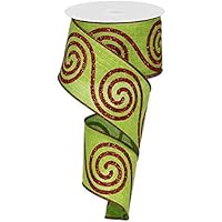 Amazon.com: Swirl Christmas Ribbon: Red and Lime Green 2.5" X 10 Yards ...