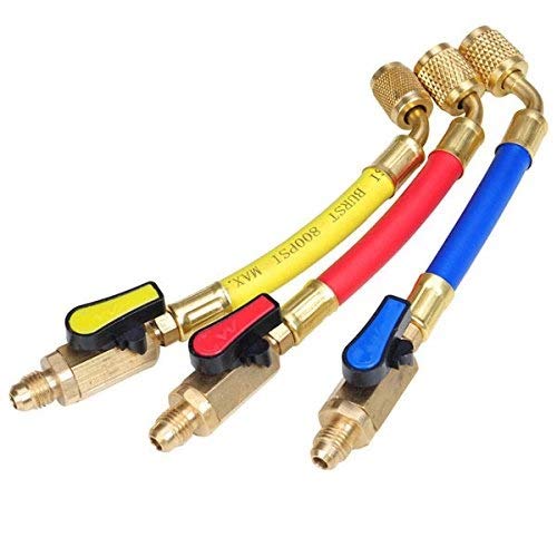Buy Set of 3 Ball Valves with Short Charging Hoses 7" R410A HVAC ...