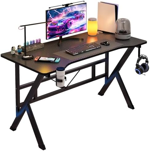 Gaming table K shaped, Sturdy Computer table with Headphone Holder and ...