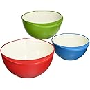 Amazon.com: Trudeau Set of 3 Mixing Bowls, 2-Tone Color: Kitchen & Dining