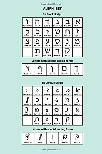 Aleph Bet: Mint Ivrit Notebook with Hebrew Alphabet table on back, 6x9 ...