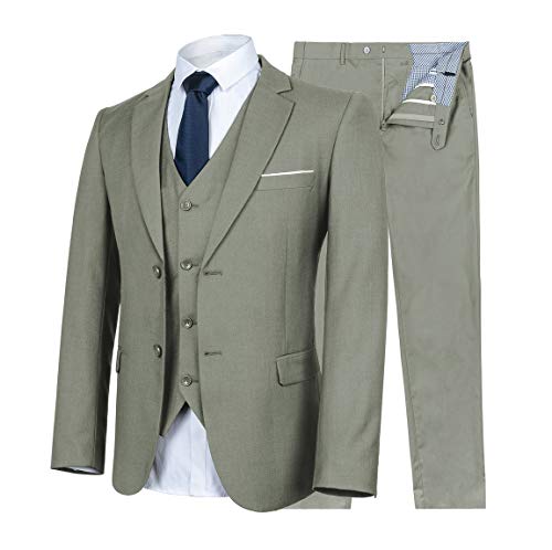 WULFUL Men's Suit Slim Fit 3 Piece Suit Blazer Two Button Tuxedo ...