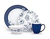 Corelle Indigo Blooms Chip & Break Resistant 16pc Dinner Set, Service ...