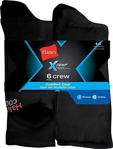 Hanes Men's X-Temp Comfort Cool Crew 6-Pack_Black_ 6-12 price in Saudi ...