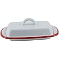 Amazon.com | Vintage Farmhouse Red Rim Enamel Butter Dish: Butter Dishes