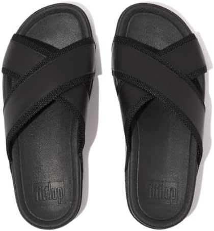 سعر Fitflop Surfer Men'S Webbing/Leather Cross Slides - Black, 43 EU فى ...