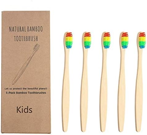 Kids Bamboo Toothbrush Soft Bristles Multi-Colors 5 Pack, Premium ...