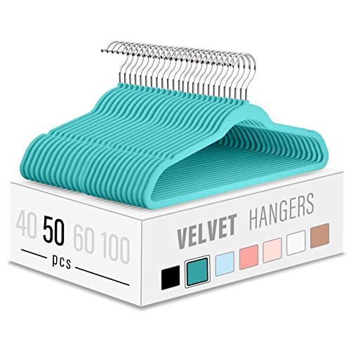 Velvet Clothes Hangers (50 Pack) Heavy Duty Durable Suit Hanger Vibrant ...
