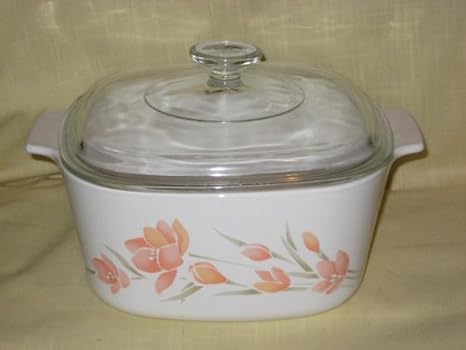 Amazon.com : Vintage 1980's Corning Ware" Peach Floral Pattern" 3 Liter ...