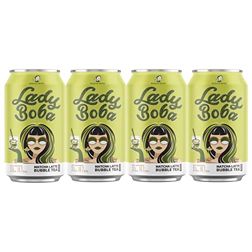 (Pack of 4) Lady Boba 4 Cans. Milk Bubble Tea with Boba Pearls in a Can ...