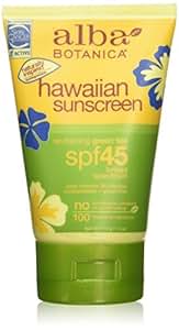 Amazon.com: Alba Botanica Hawaiian Sunscreen, Green Tea SPF 45, 4 Ounce ...