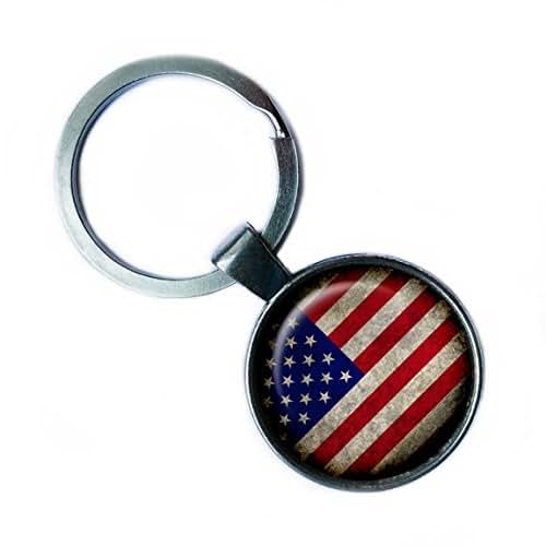 Amazon.com: United States of America USA Flag Silver Keychain Keyring ...