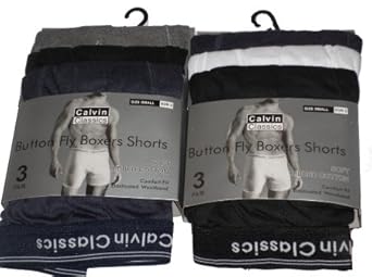 New Men's Calvin Classics Button Fly Boxers Shorts 1x Pack Of 3 SIZE M ...
