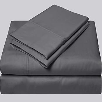 Amazon.com: Fieldcrest Banded Hem Supima Sheet Set Full White/Gray 100% ...