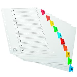 [10 Pack] A4 Strong Numbered 1-10 Ring Binder File Index Dividers ...