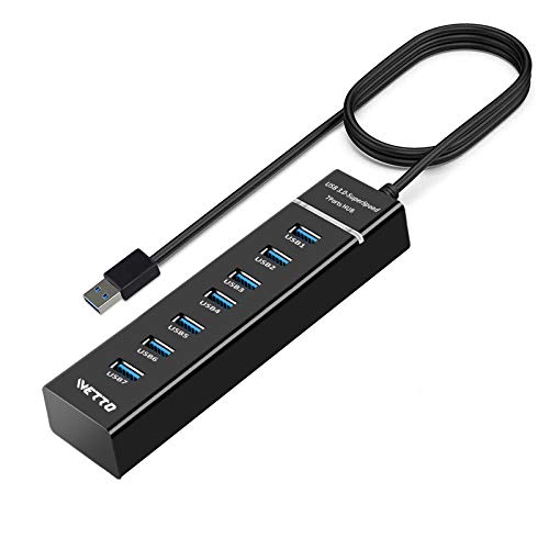 USB Hub 3.0, IVETTO 7 Port USB Hub Splitter with LED Light and 4ft Long ...
