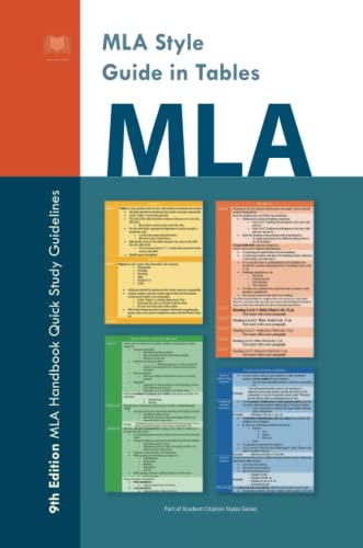 MLA Style Guide in Tables: 9th Edition MLA Handbook Quick Study ...