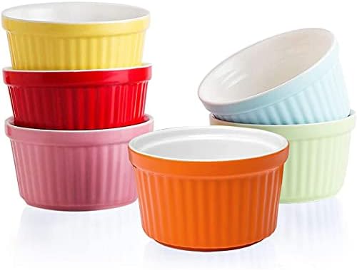 8 OZ(226ml) Ramekins Oven Safe - Porcelain Souffle Dishes Bakeware Set ...