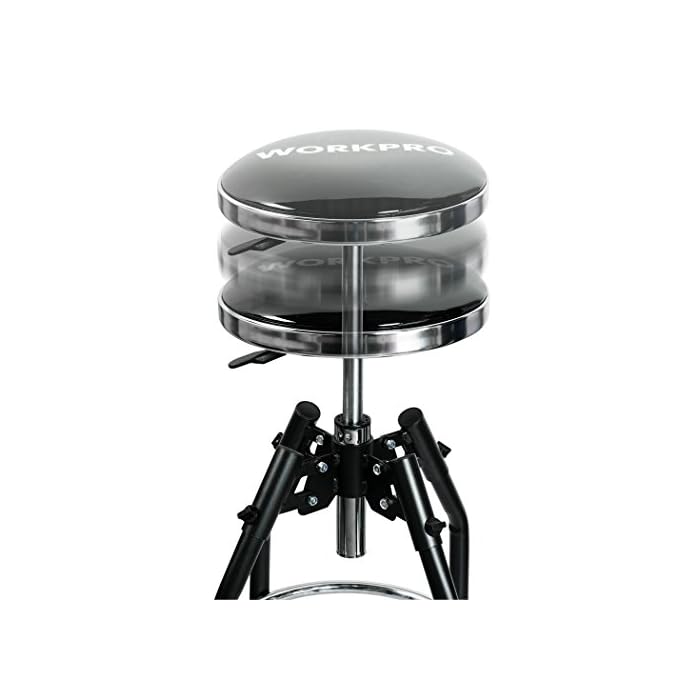 WORKPRO Heavy Duty Adjustable Hydraulic Shop Stool, Black