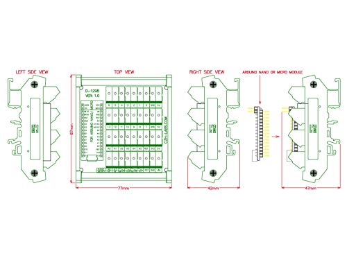 CZH-LABS DIN Rail Mount Screw Terminal Block Breakout Module Board for ...
