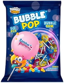Torpedo Candy Bubble Pop Lollipops with Bubble Gum, 25g Each, Pack of ...