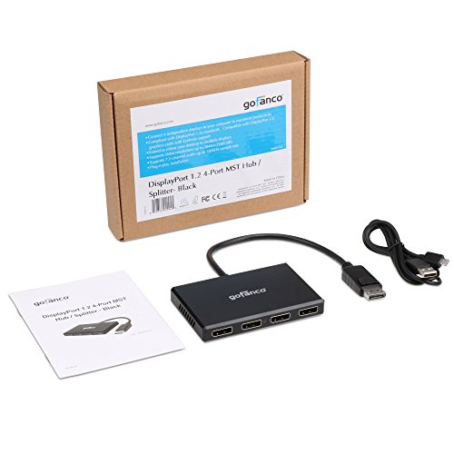 Gofanco 4 Port DisplayPort 1.2 To DisplayPort Multi Stream Transport MST Hub 1x4 Monitor ...