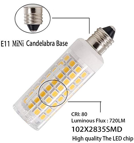 E11 LED Bulb, E11 Mini Candelabra Base, 8W Warm White 75W 100W ...