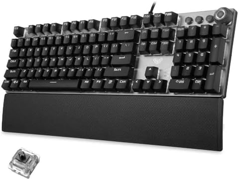 AULA F3087 White Mechanical Gaming Keyboard, with Blue Switches, LED ...