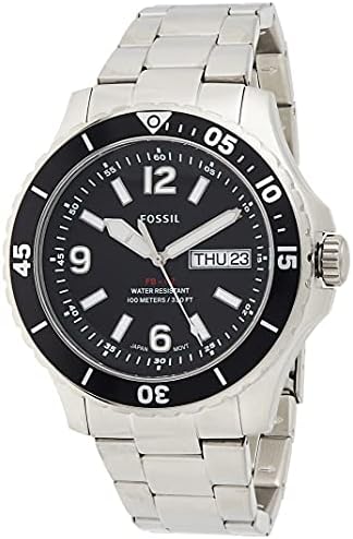 Fossil Fb 02 Men Black Dial Stainless Steel Analog Watch Fs5687, Silver ...