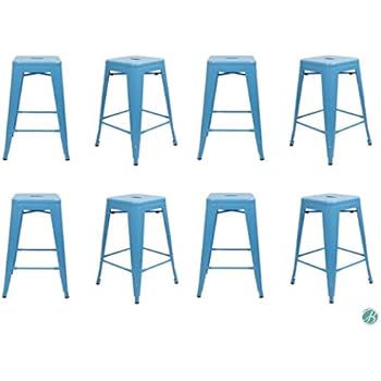 Amazon.com: Set of 2 Milani Metal Bar Stools 24” Lime Yellow Stack-able ...