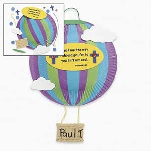 Amazon.com: Paper Plate Hot Air Balloon Craft Kit - Religious Crafts ...