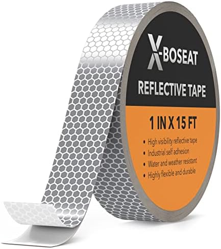 X-BOSEAT White Reflective Tape 1inch x 15ft Reflector Tape Self Adhesive, Durable and Waterproof ...
