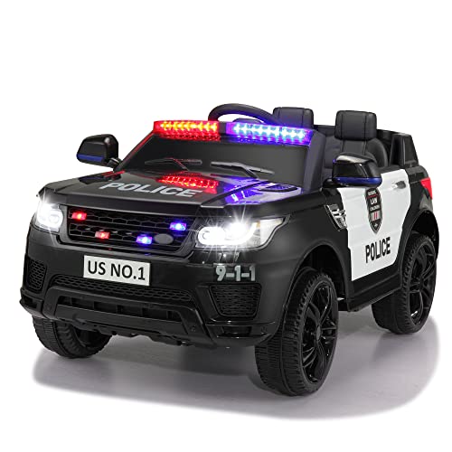 TOBBI Police Car Ride on 12V Electric Car for Kids Battery Powered Ride ...