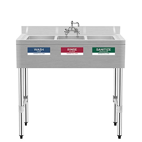 5 Pack Wash Rinse Sanitize Sink Labels, Waterproof Sticker - Want It All