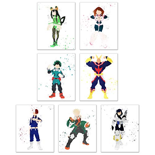 My Hero Academia Poster - Set of 7 (8x10) Watercolor Prints MHA Anime ...