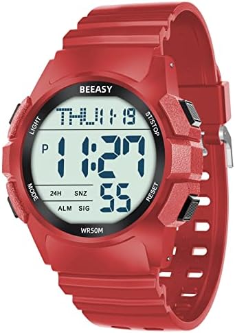 Beeasy Mens Digital Sports Watch Waterproof with Stopwatch Countdown ...