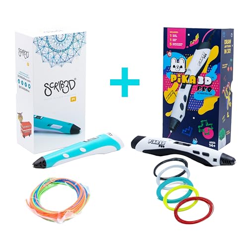 SCRIB3D P1 3D Pen + PIKA3D PRO 3D Pen - Complete with PLA Filament ...