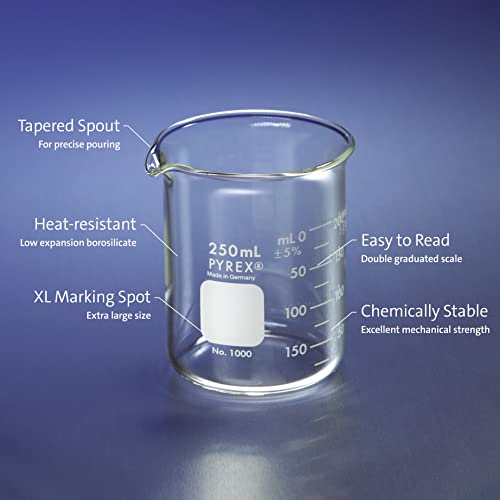 PYREX Griffin Borosilicate Glass Beaker - Low Form Graduated Measuring Beaker with Spout ...