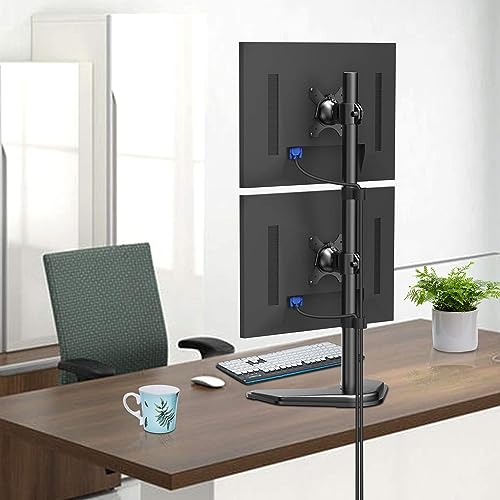 HUANUO Dual Monitor Stand,Vertical Stack Screen Free-Standing Holder ...