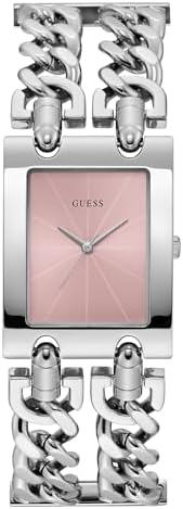 GUESS Women's 28mm Watch - Silver Tone G-Link Pink Dial Silver Tone ...