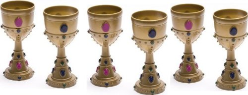 Jeweled Gold Goblets (set of 6)—Royal Goblets, Medieval Cups