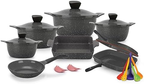 سعر طقم جرانيت 21 قطعة مكون من (حلة مقاس 18 - 20 0 24 - 32، طاسة قلي ...