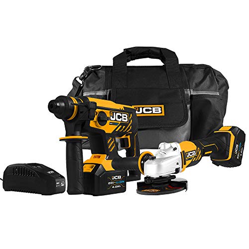 JCB Tools - 20V, 2-Piece Power Tool Kit - Rotary Hammer SDS+, Angle ...